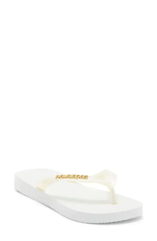 Havaianas Metallic Logo Flip Flop - White