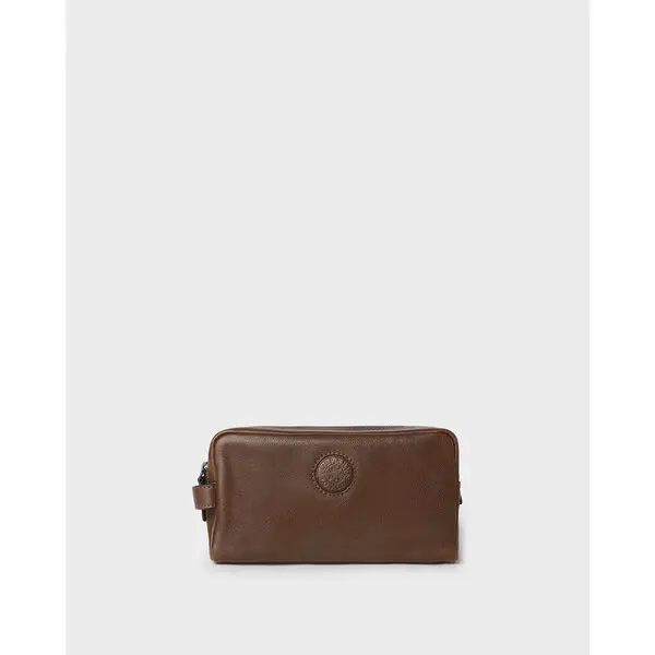 OSPREY LONDON The Compass Leather Washbag - Tan