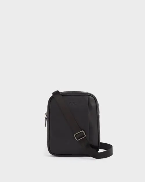 OSPREY LONDON The Carter Small Leather Messenger Bag - Black