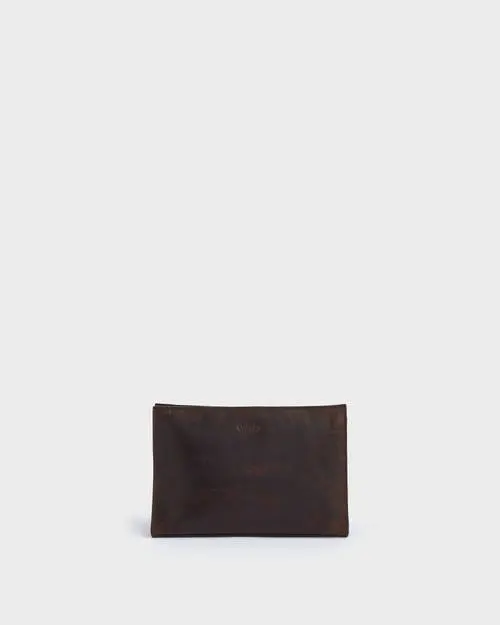 OSPREY LONDON The Carter Leather Washbag - Chestnut