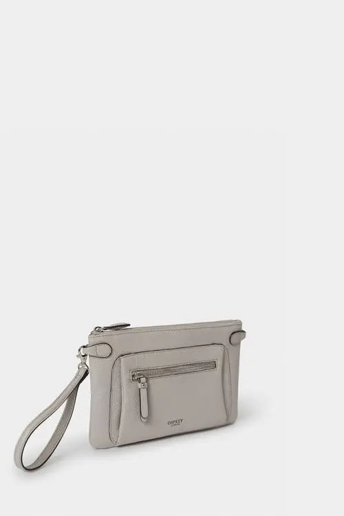 OSPREY LONDON Ruby Leather Crossbody Clutch - Stone
