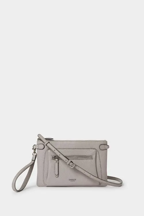 OSPREY LONDON Ruby Leather Crossbody Clutch - Stone