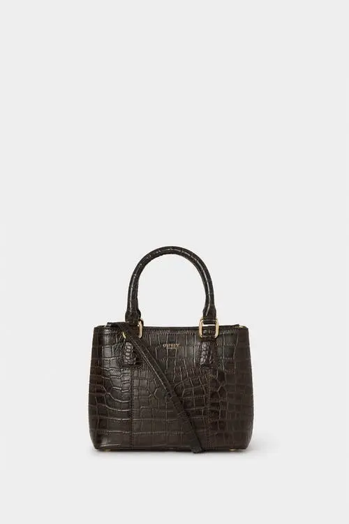 OSPREY LONDON Mini Adaline Croc Embossed Leather Grab Bag