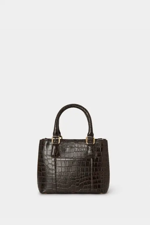 OSPREY LONDON Mini Adaline Croc Embossed Leather Grab Bag