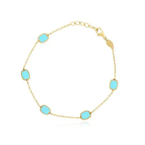 THE LOVERY FINE JEWELRY 14k Yellow Gold Icon Bracelet - Turquoise