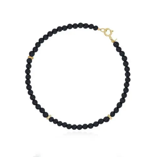 THE LOVERY 14k Yellow Gold Beaded Bracelet - Onyx