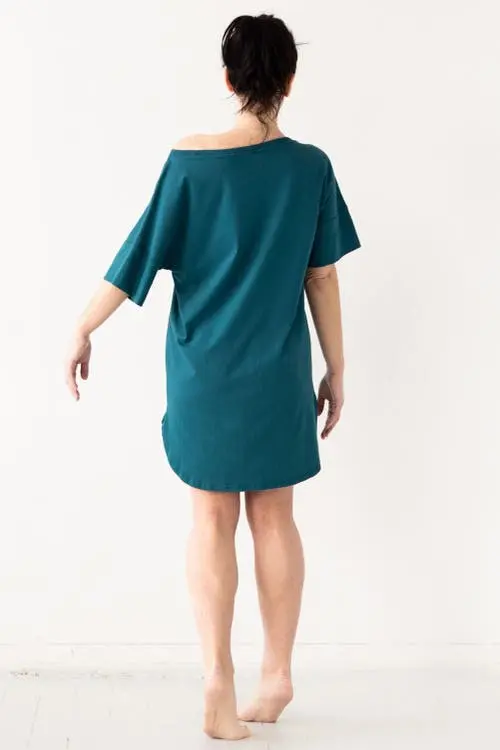 SALUA Easy Boatneck Nightshirt - Deep Teal