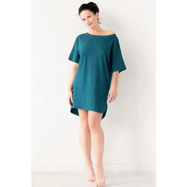 SALUA Easy Boatneck Nightshirt - Deep Teal