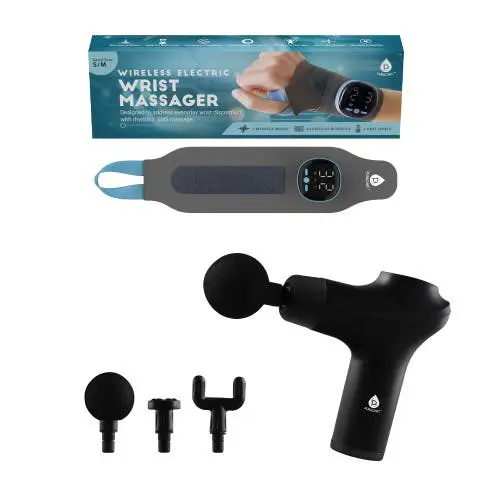 PURSONIC Ems Wrist Massager & 3-speed Massage Gun - Black