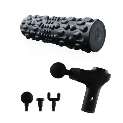 PURSONIC 3-speed Massage Gun & Vibrating Foam Roller - Black