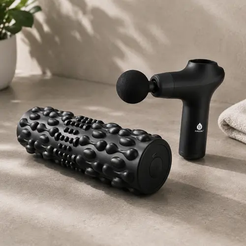 PURSONIC 3-speed Massage Gun & Vibrating Foam Roller - Black