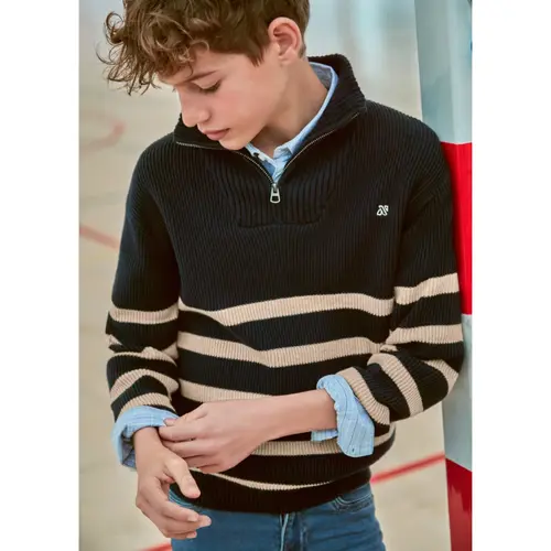 MAYORAL Striped Zip-neck Sweater