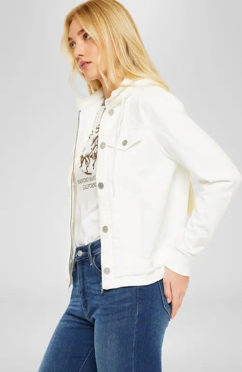 KANCAN Rigid Denim Hooded Jacket - White