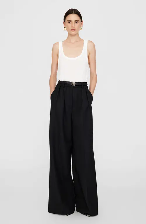 ANINE BING Lou Wide Leg Trouser - Black