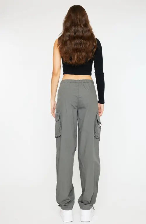 KANCAN High Rise Relaxed Cargo Pants With Patched Pockets And Tunnel Hem