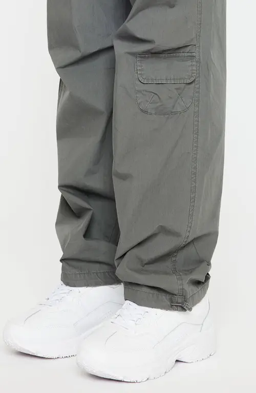 KANCAN High Rise Relaxed Cargo Pants With Patched Pockets And Tunnel Hem