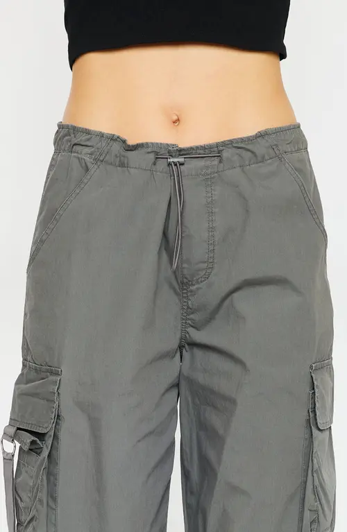 KANCAN High Rise Relaxed Cargo Pants With Patched Pockets And Tunnel Hem