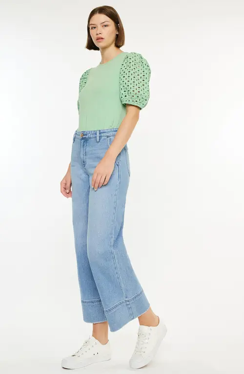 KANCAN High-rise Cropped Wide-leg Jeans