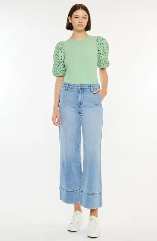 KANCAN High-rise Cropped Wide-leg Jeans