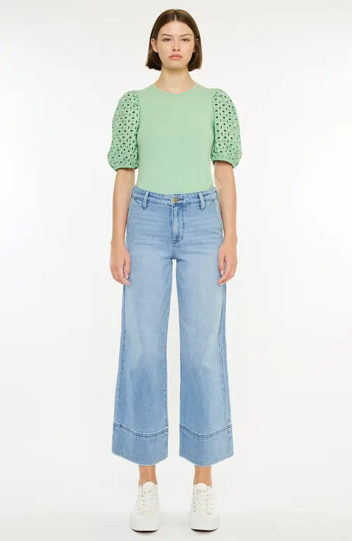 KANCAN High-rise Cropped Wide-leg Jeans