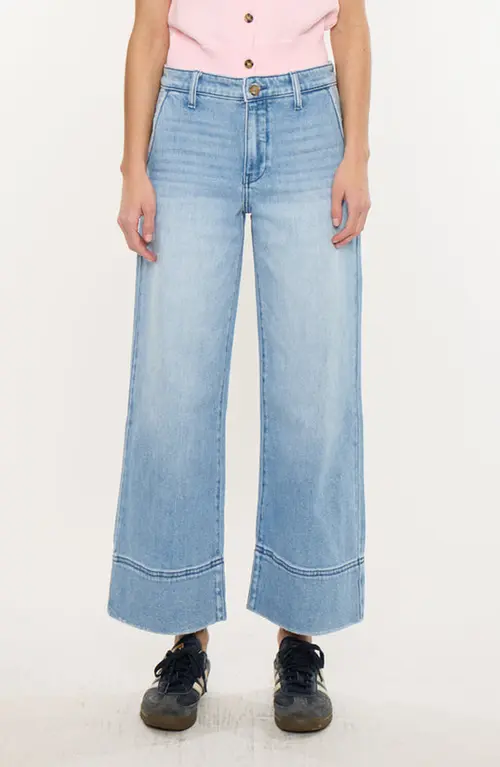 KANCAN High-rise Cropped Wide-leg Jeans - Medium Wash