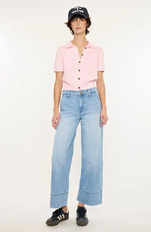 KANCAN High-rise Cropped Wide-leg Jeans