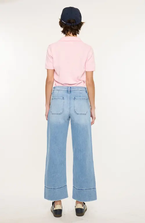 KANCAN High-rise Cropped Wide-leg Jeans