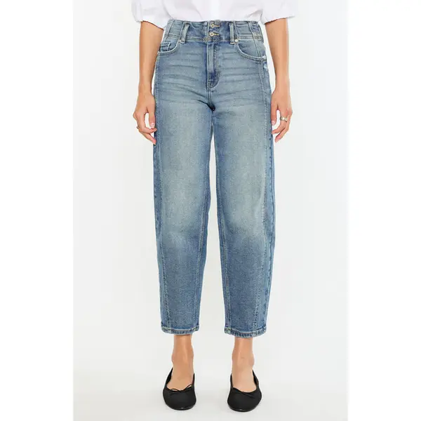 KANCAN Ultra High-rise Slim Barrel Jeans - Medium Wash