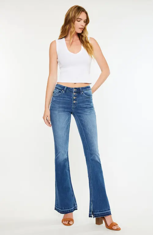 KANCAN Mid-rise Flare Jeans - Medium Wash