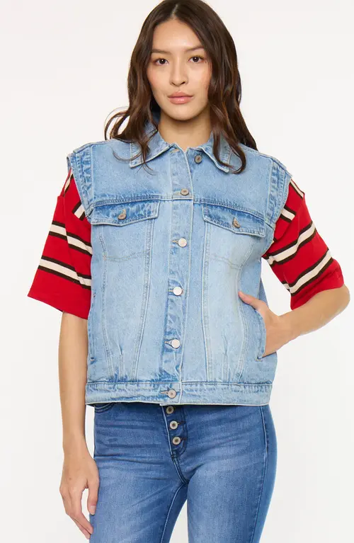 KANCAN Joey Oversized Denim Vest - Medium Wash