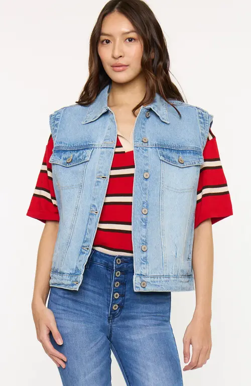 KANCAN Joey Oversized Denim Vest - Medium Wash