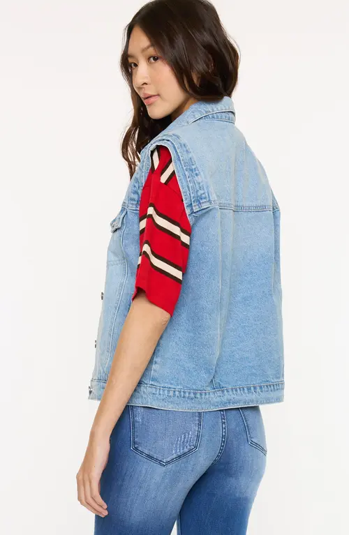KANCAN Joey Oversized Denim Vest - Medium Wash