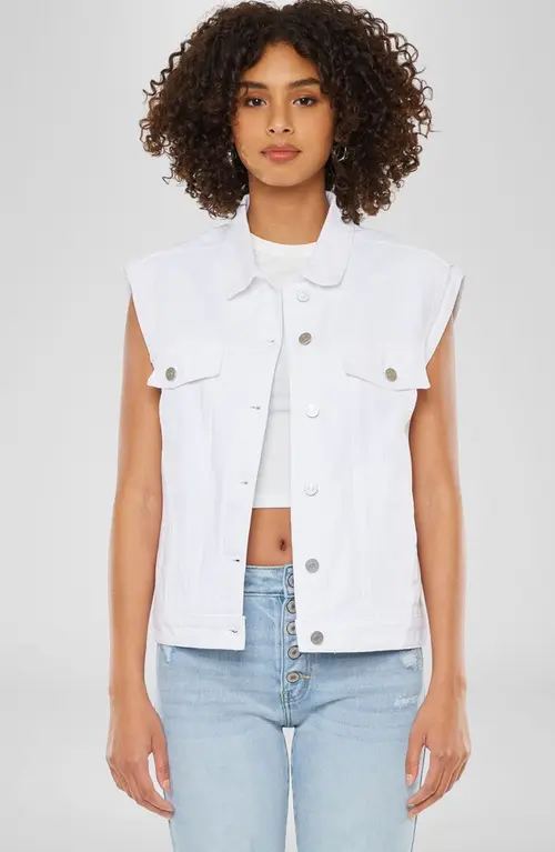 KANCAN Joey Oversized Denim Vest - White