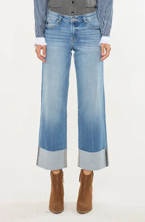 KANCAN Kenny Mid-rise Cropped Wide-leg Jeans - Medium Wash