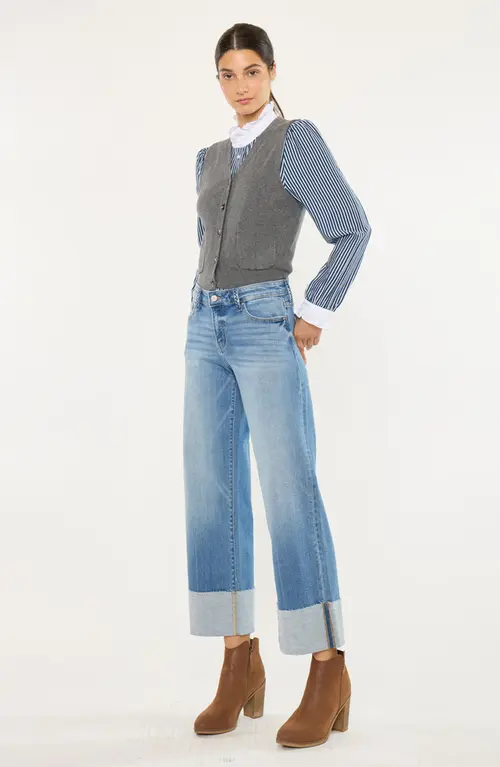 KANCAN Kenny Mid-rise Cropped Wide-leg Jeans