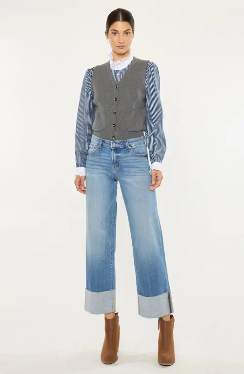 KANCAN Kenny Mid-rise Cropped Wide-leg Jeans