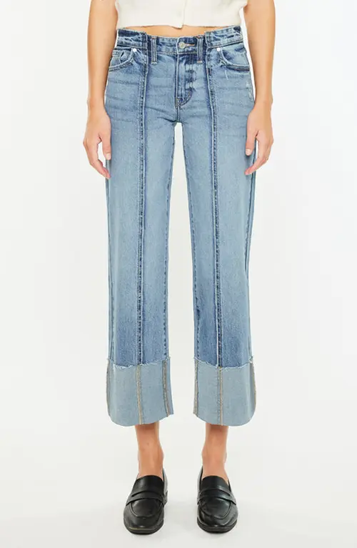 KANCAN Margret Mid-rise Cropped Wide-leg Jeans - Medium Wash