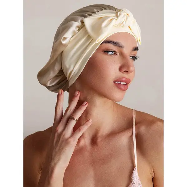 SILKSILKY Bowknot Tie Bonnet - Beige