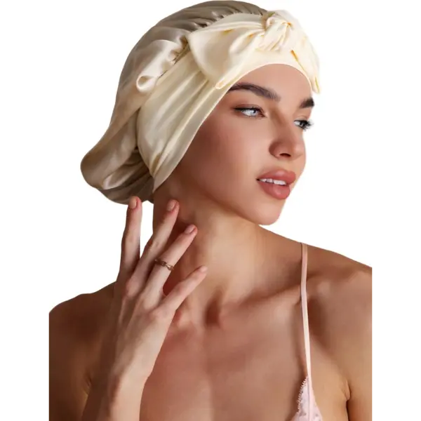 SILKSILKY Bowknot Tie Bonnet - Beige