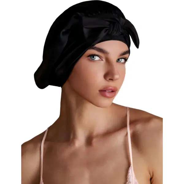 SILKSILKY Bowknot Tie Bonnet - Black