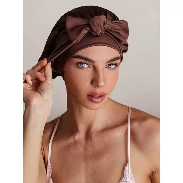 SILKSILKY Bowknot Tie Bonnet - Coffee