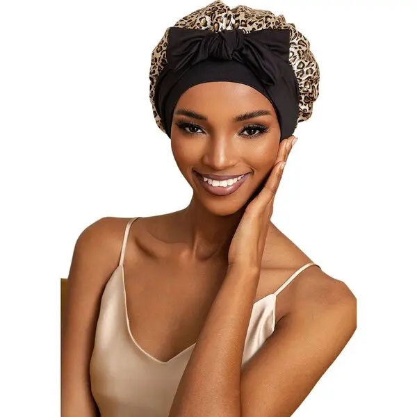 SILKSILKY Bowknot Tie Bonnet - Leopard