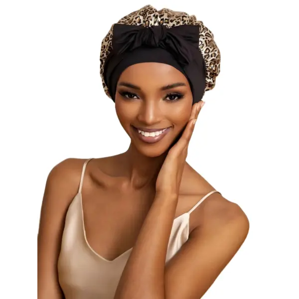 SILKSILKY Bowknot Tie Bonnet - Leopard