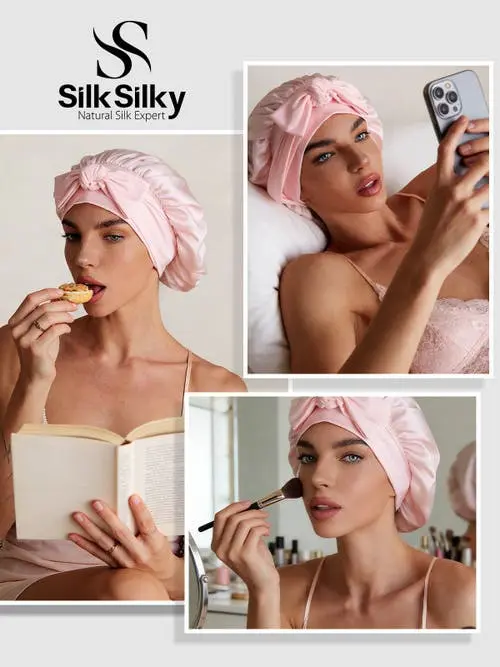 SILKSILKY Bowknot Tie Bonnet - Lightpink