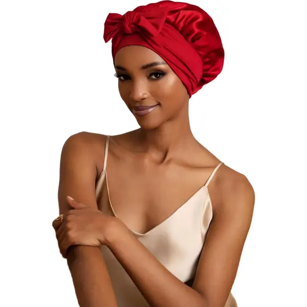 SILKSILKY Bowknot Tie Bonnet - Wine