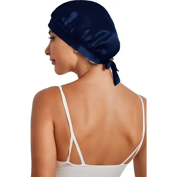 SILKSILKY Pure Silk Ribbon Bonnet - Darkblue