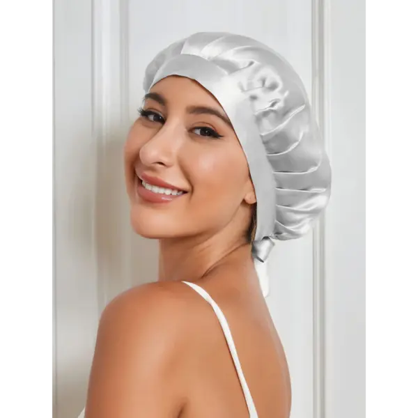 SILKSILKY Pure Silk Ribbon Bonnet - Silver