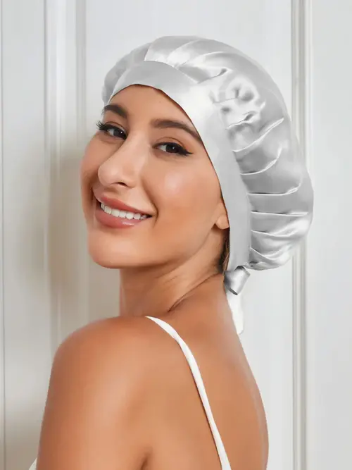 SILKSILKY Pure Silk Ribbon Bonnet - Silver