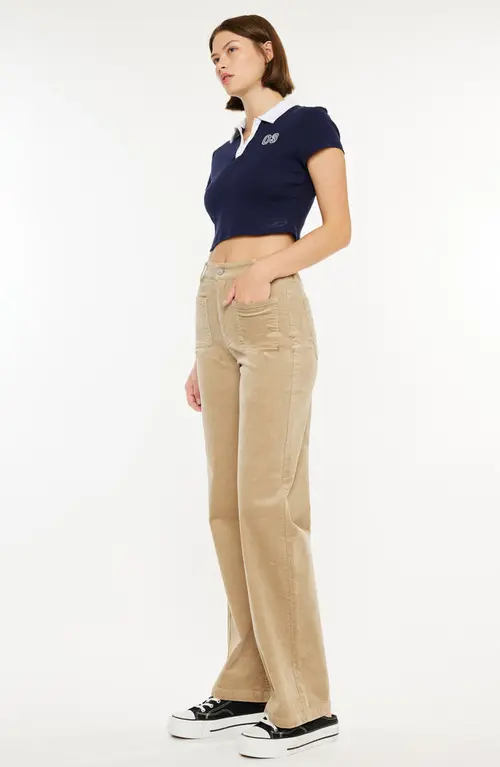 KANCAN Saturn Ultra High Rise Wide Leg Corduroy Pants - Beige