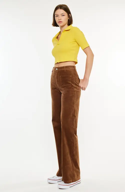 KANCAN Saturn Ultra High Rise Wide Leg Corduroy Pants - Brown